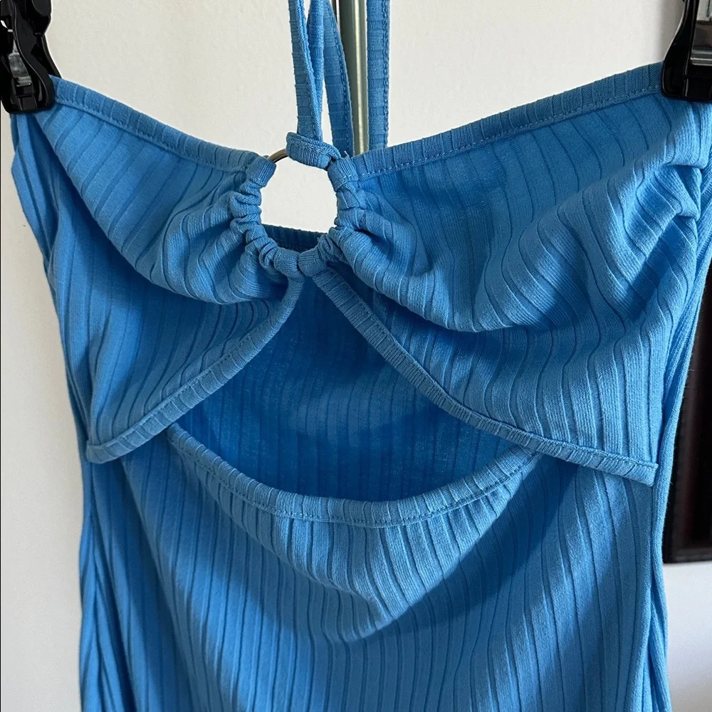 SHEIN | Dresses | Shein Bright Blue Halter Maxi Dress With Keyhole ...